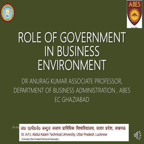 Role of government in business environment | PPTX