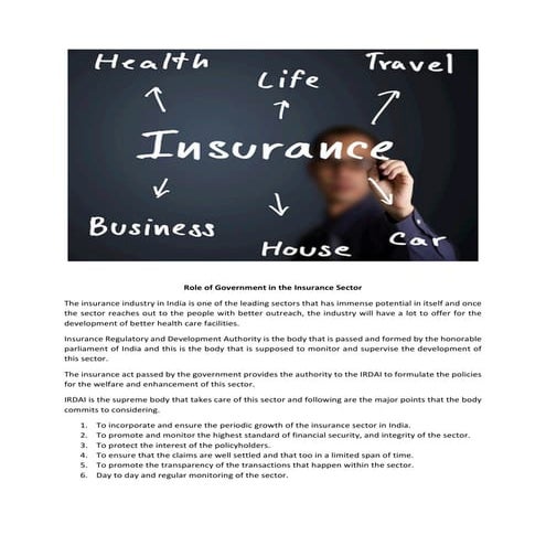 Role of government in the insurance sector | PDF