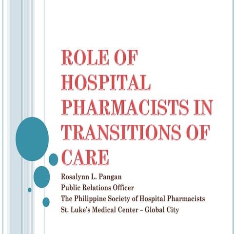 Role of hospital pharmacists in transitions of care | PPT