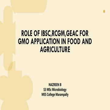 Regulatory frameworks for gmo,s in india | PPTX