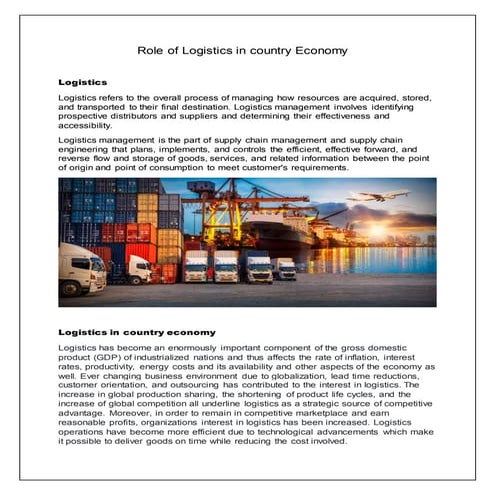 Role of logistics | DOCX