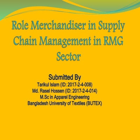 Role of Merchandiser in Supply Chain Management | PPTX