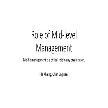 Role of Mid-level Management (Training Material for Young technical ...