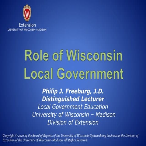 Role of Wisconsin Municipal Governments | PPT