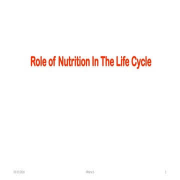 Comprehensive Overview of Nutrition's Role Across the Human Life Cycle ...