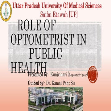Role of optometrist in public health | PPTX