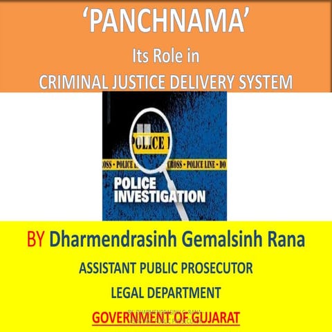 Role of ‘panchnama’ in criminal justice An outline.. | PPTX