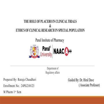 Role of Placebo and Ethics of Clinical Research in Special Population.pptx