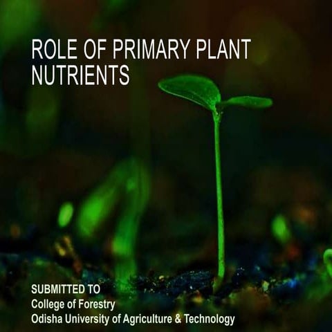 Role of primary nutrients in plants, their deficiency symptoms and ...