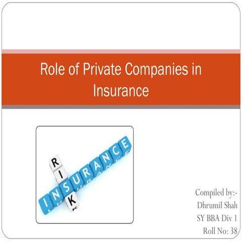 Role of Private Companies in Insurance | PPT