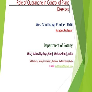 Role of quarantine | PPTX