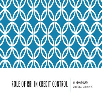 Role of RBI in credit control | PDF