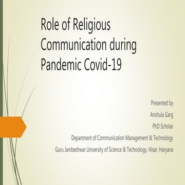 Role of religious communication during pandemic covid-19 | PPTX