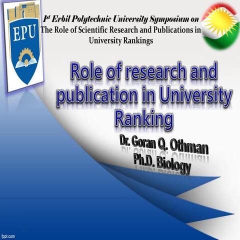 Role of research and publication in university ranking | PDF