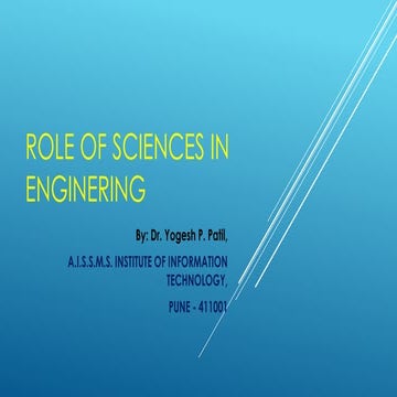 Role of sciences in engineering | PDF