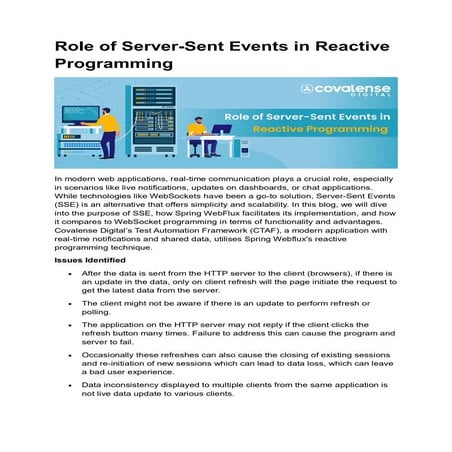 Role of Server-Sent Events in Reactive Programming | PDF