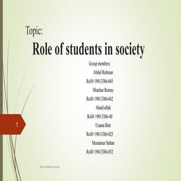 Role of students in society | PPT