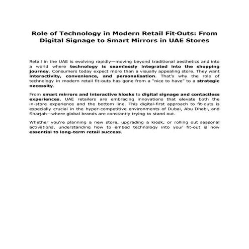 How Technology is Transforming Retail Fit-Outs in UAE: Smart Stores ...