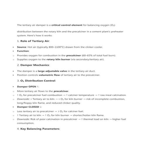 role of tertiary air damper. o Provides oxygen for combustion in the ...