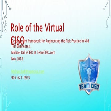 Role of the virtual ciso | PPTX | IT and Internet Support | Internet