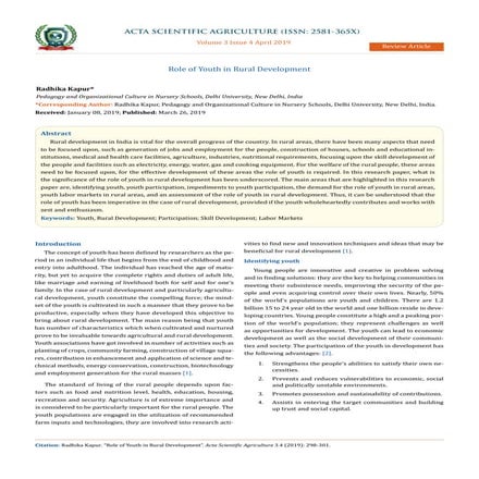 Role of youth in rural development | PDF