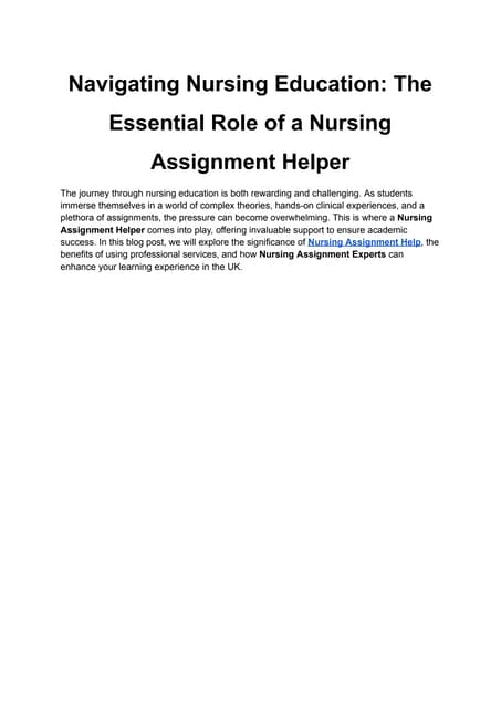 A brief discussion of nursing by Sample Assignment | PPT