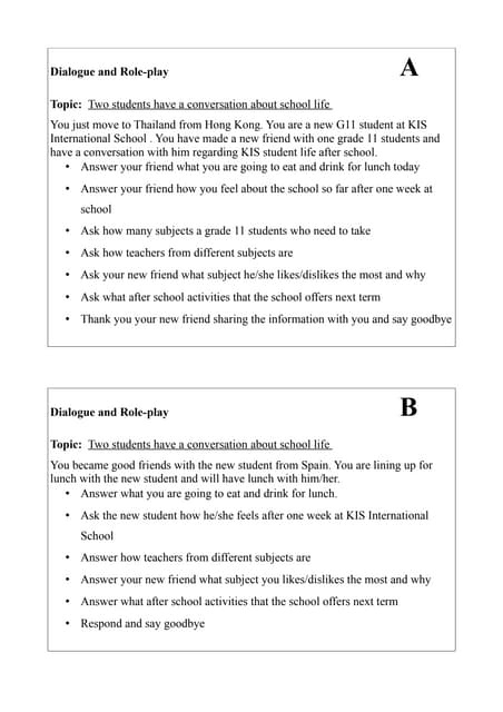 Role Play Dialogue | PDF