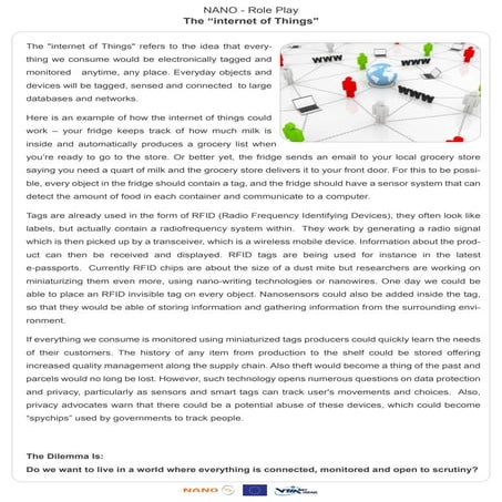 Role play - The internet of things - Nanotechnology | PDF