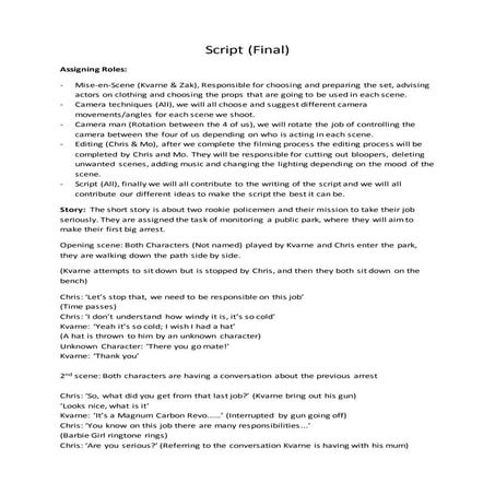 Roles & Script Final Film | DOCX