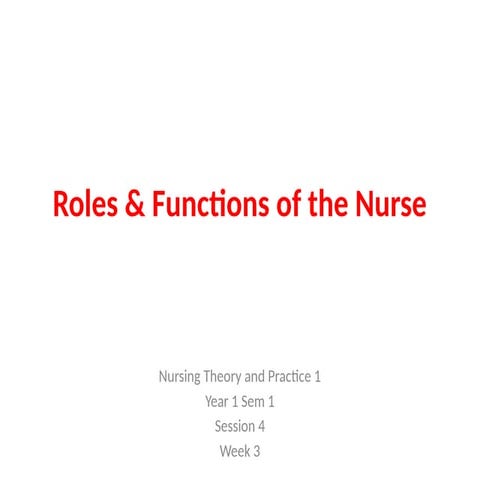 Roles & function of the Nurse.pptx ANUR 404 | PPTX