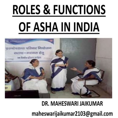 ROLES & FUNCTIONS OF ASHA-INDIA | PPTX