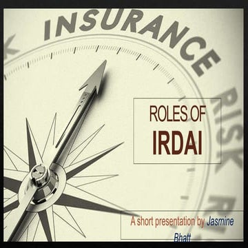Presentation on roles of IRDAI of India. | PPTX