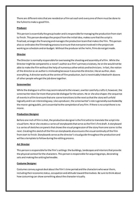 Production Roles | PDF