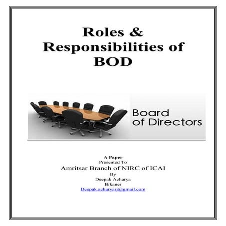 Roles & responsibilities of bod | PDF