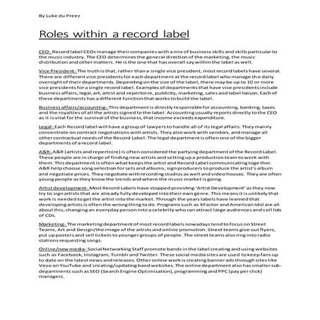 Roles within a record label | PDF