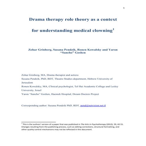 Role theory & medical clowning | PDF
