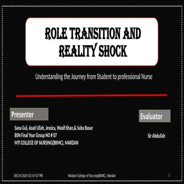 Role Transition and Reality shock.Nursing | PPTX
