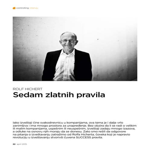 Rolf Hichert - Sedam zlatnih pravila, intervju Controlling magazin 03 | PDF