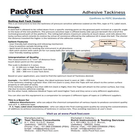 Rolling ball tack tester | PDF