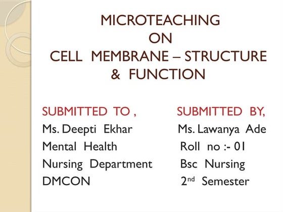 Plasma membrane( fluid mosaic model)ppt. | PPTX | Chemistry | Science