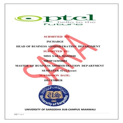 Internship Report (PTCL) | DOCX