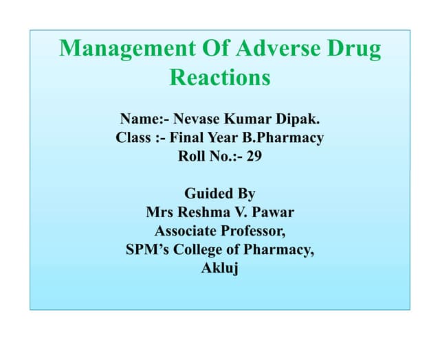 Reporting and Management of Adverse Drug Reaction | PPTX ...