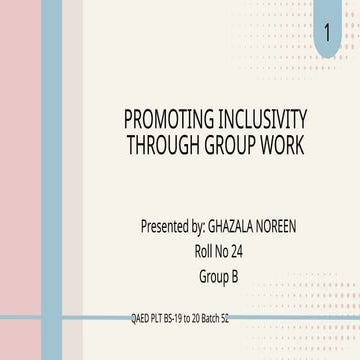 promoting inclusivity through group work | PPT