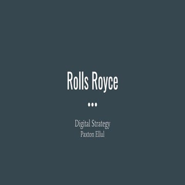 Rolls Royce Digital Strategy | PPT