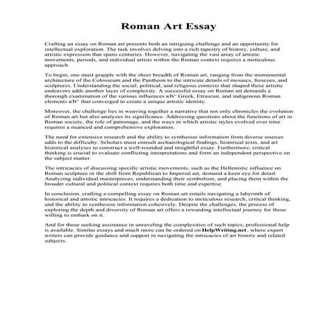 Roman Art Essay.pdf | Design | Fine Art