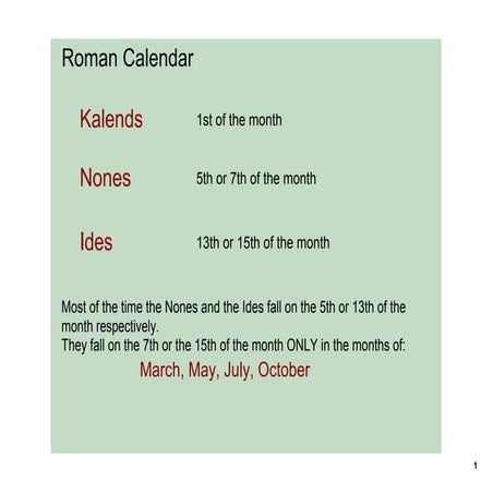 Roman Calendar notes | PDF