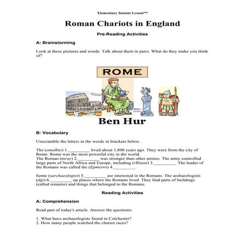 Roman chariots in england | PDF
