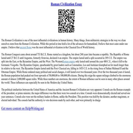 Roman Civilization Essay | PPT