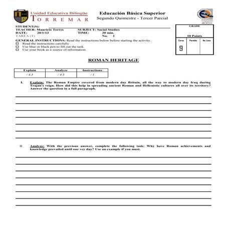 Roman Heritage | DOCX | Homework and Study | Education