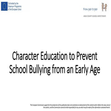 Character Education to Prevent School Bullying from an Early Age | PPT